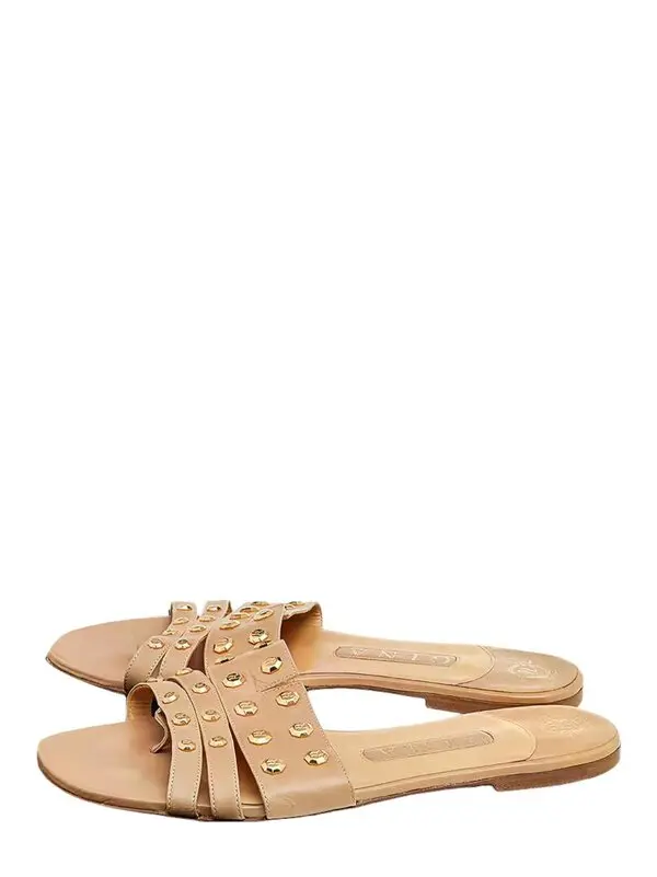 GINA Embellished Slide Sandals - Neutrals