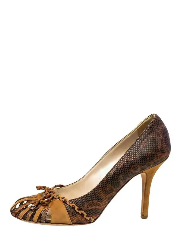 Dior 95mm Lizard-embossed Leather Heeled Pumps - Brown