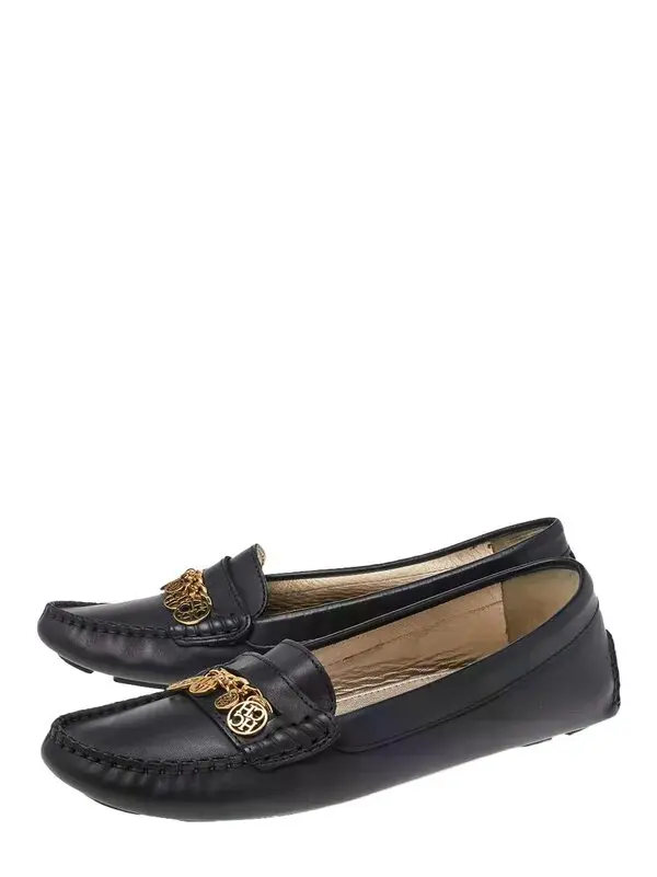Carolina Herrera Leather Logo Charm Loafers - Black