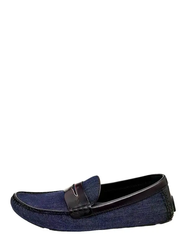LOUIS VUITTON Penny Strap Denim Loafers - Blue