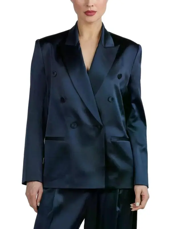 THE SEI Double-breasted Peak Lapel Blazer - Blue