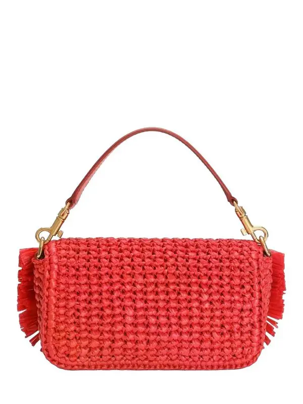 Dolce & Gabbana Raffia Shoulder Bag With Fringe Detail - Red