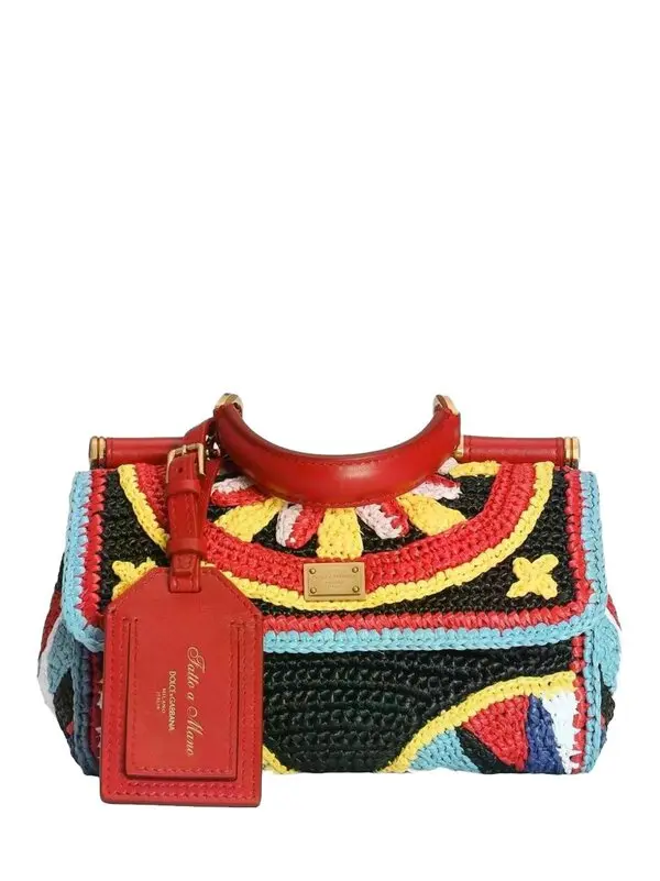 Dolce & Gabbana Mini My Sicily Handbag In Raffia - Black