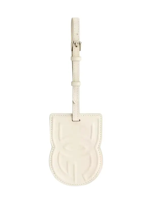 Dolce & Gabbana Calfskin Keychain With Dg Logo - Neutrals