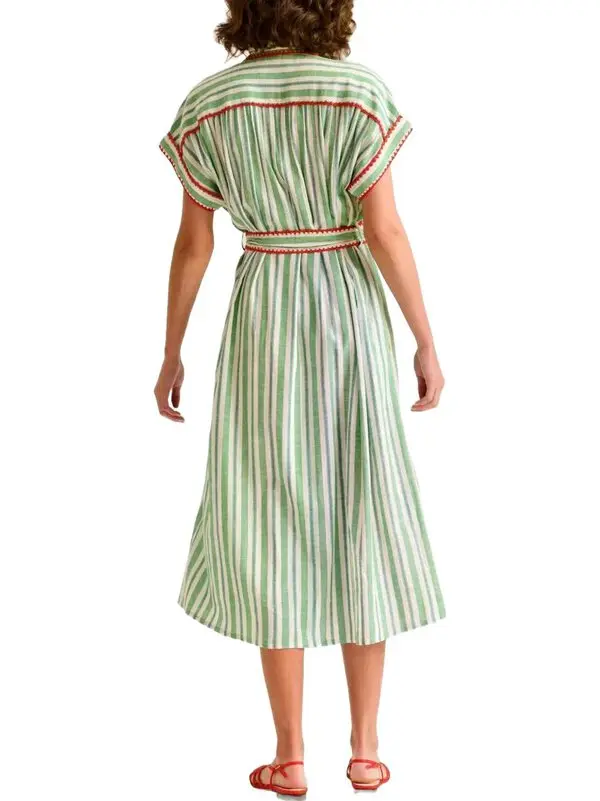 Carolina K Valerie Stripe Pattern Midi Dress - Green