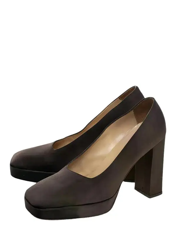 SERGIO ROSSI Block Heel Platform Pumps - Brown