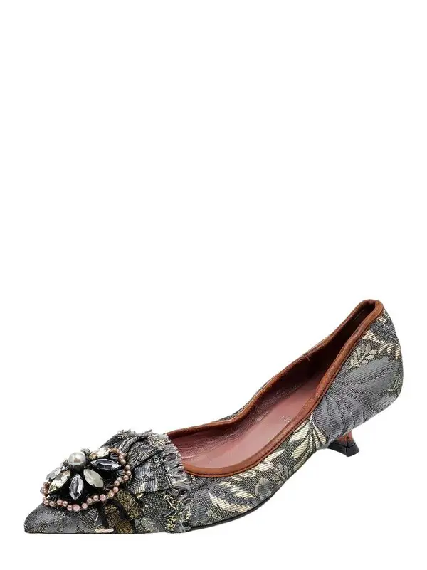 Miu Miu Jacquard Embellished Pumps - Grey