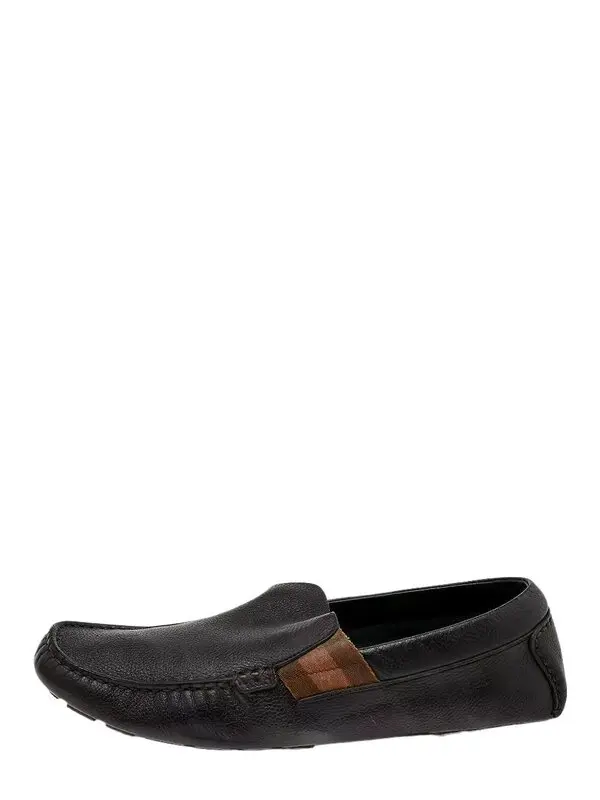 Gucci Grained Leather Slip-on Loafers With Web Detail - Brown