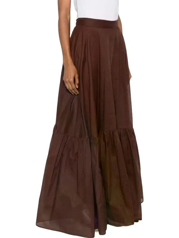Plan C Tiered Maxi Skirt - Brown
