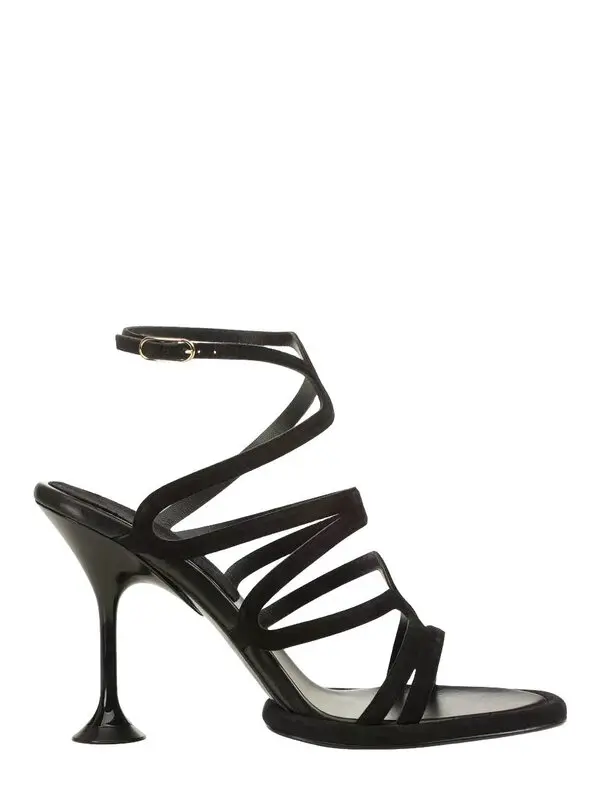 SERGIO ROSSI Suede Sonic Sandals With Gold-tone Hardware - Black