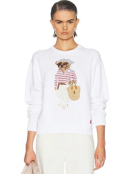 Polo Ralph Lauren Bear Long Sleeve Sweater - White Multi