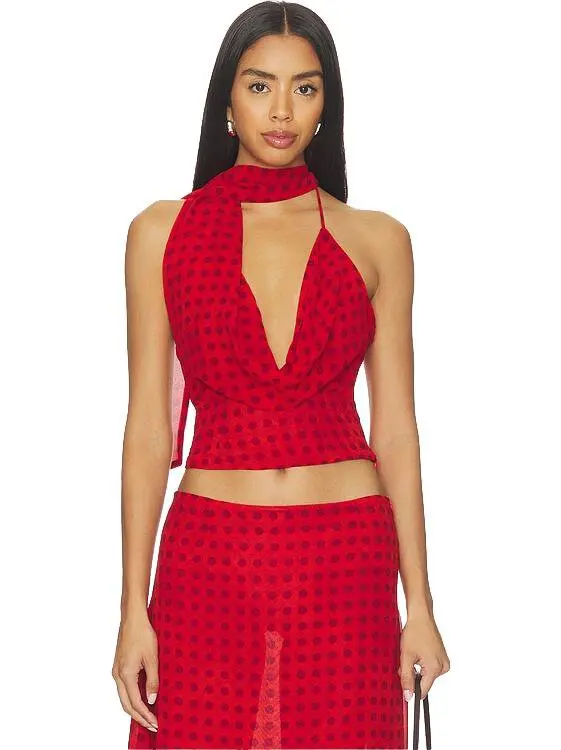 MORE TO COME Landry Cowl Neck Top - Red