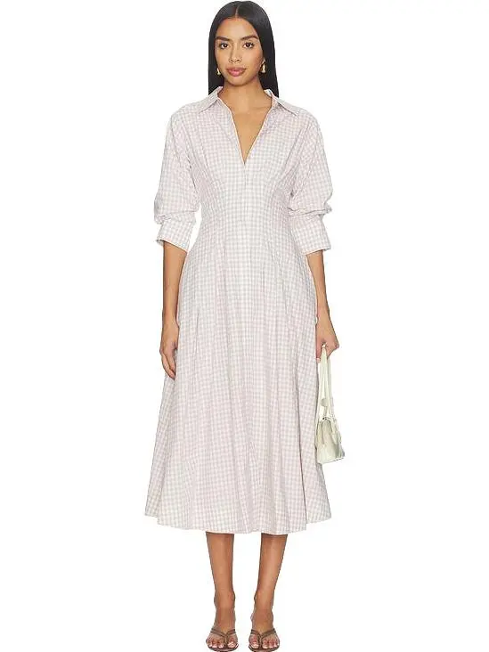 Simkhai Jazz Pintuck Midi Dress In . Also - Beige