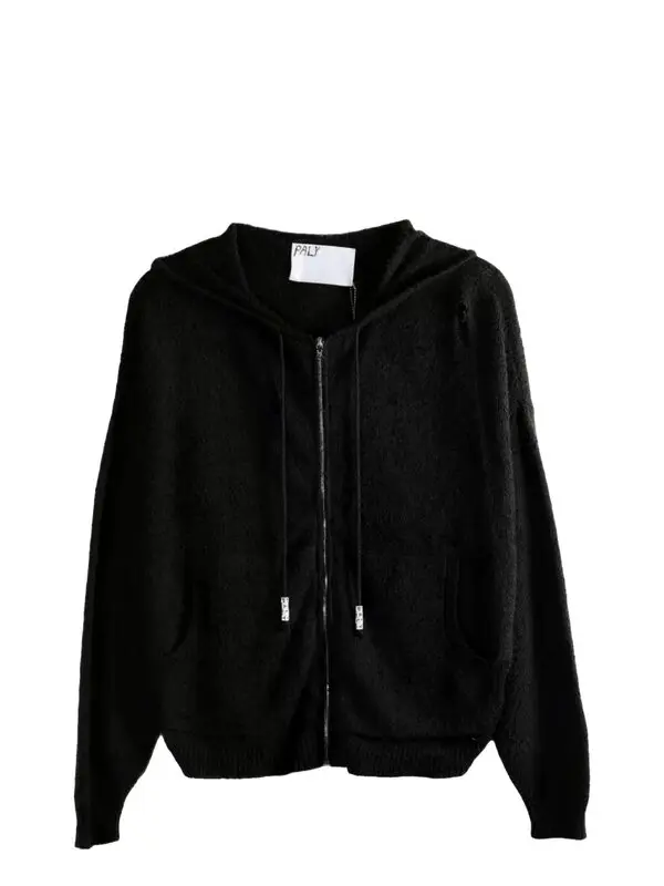 PALY Distressed Zip-up Hoodie - Black