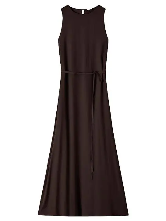 JOSEPH Sleeveless Crepe Maxi Dress - Espresso