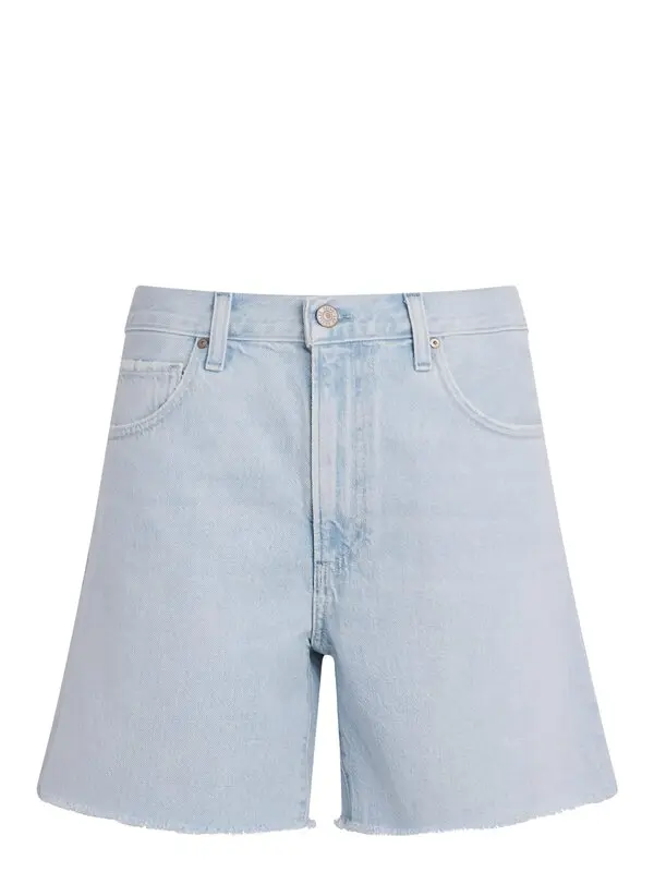Paige Archie Long Denim Shorts - Blue