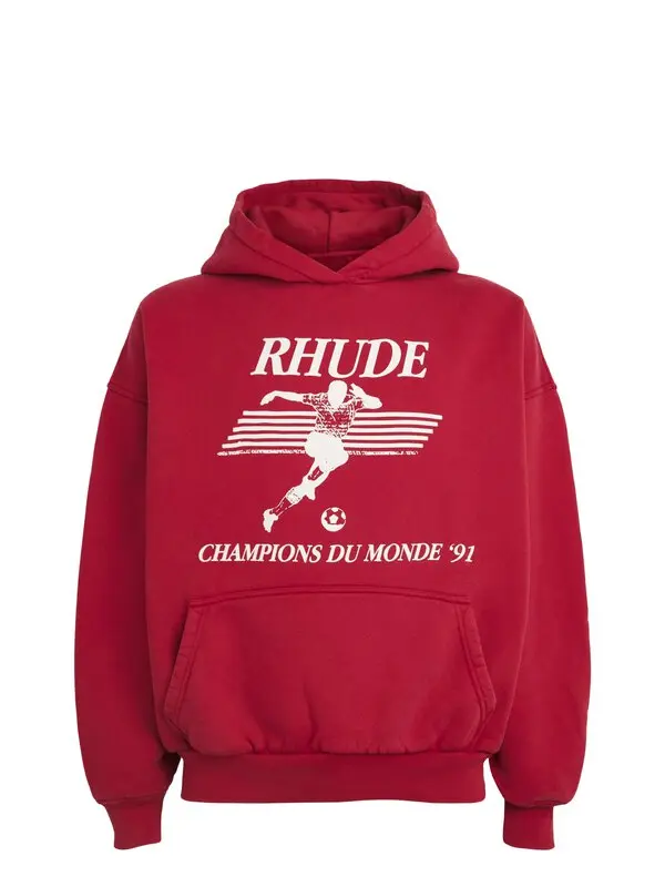 Rhude Champions Du Monde '91' Graphic Hoodie - Red