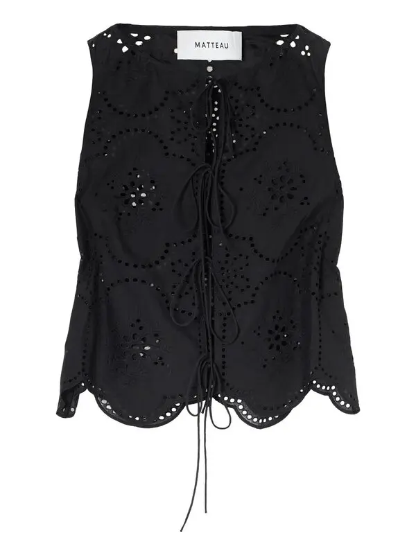Matteau Scalloped Broderie Anglaise Cotton Top - Black