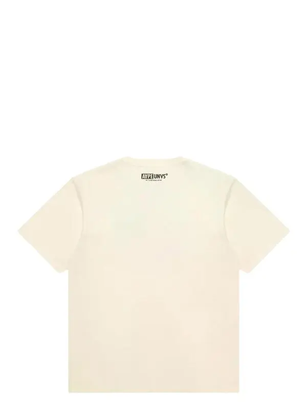AAPE BY *A BATHING APE Moonface-print Logo-patch T-shirt - Neutrals