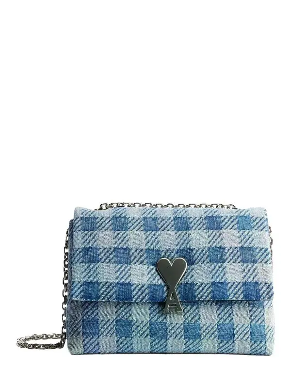 AMI Paris Alice Check-print Shoulder Bag - Blue