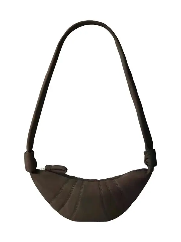 LEMAIRE Small Croissant Shoulder Bag In Alpaca Nubuck - Brown