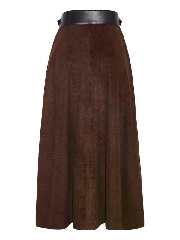 Adam Lippes Caspian Checked Maxi Skirt - Brown