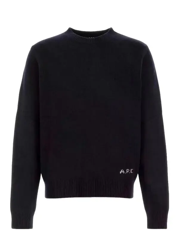 A.p.c. Edmond Logo-embroidered Crew Neck Sweater - Blue