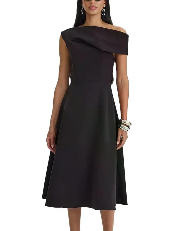MOOS STUDIO Off-shoulder Draped Midi Dress - Black