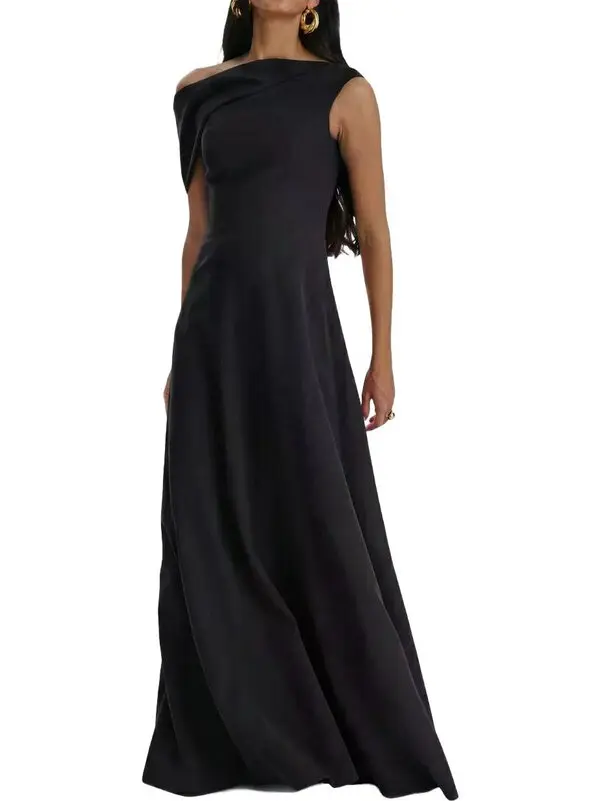 MOOS STUDIO Off-shoulder Panelled Gown - Black