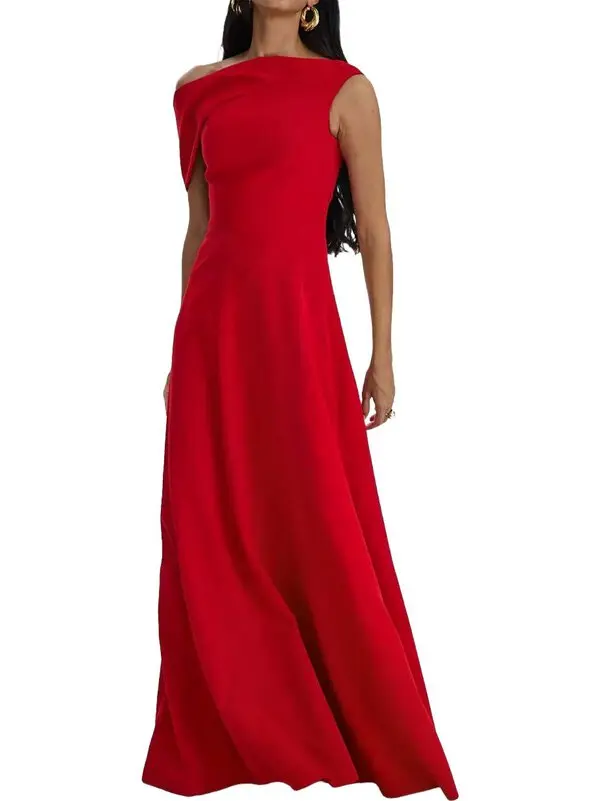 MOOS STUDIO Off-shoulder Draped Gown - Red