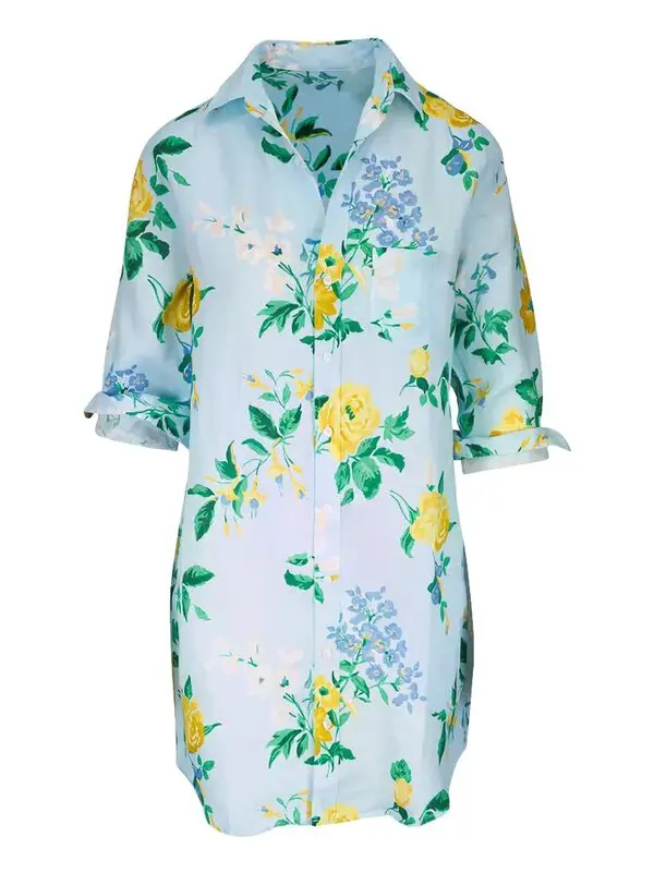 Frank & Eileen Mary Floral Print Shirt Mini Dress - Blue