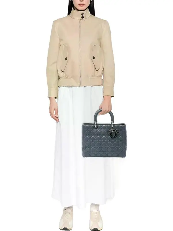 Dior 2013 Large Lambskin Cannage Lady Satchel - Grey