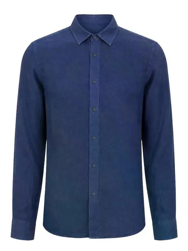 120% Lino Long-sleeved Linen Shirt - Blue