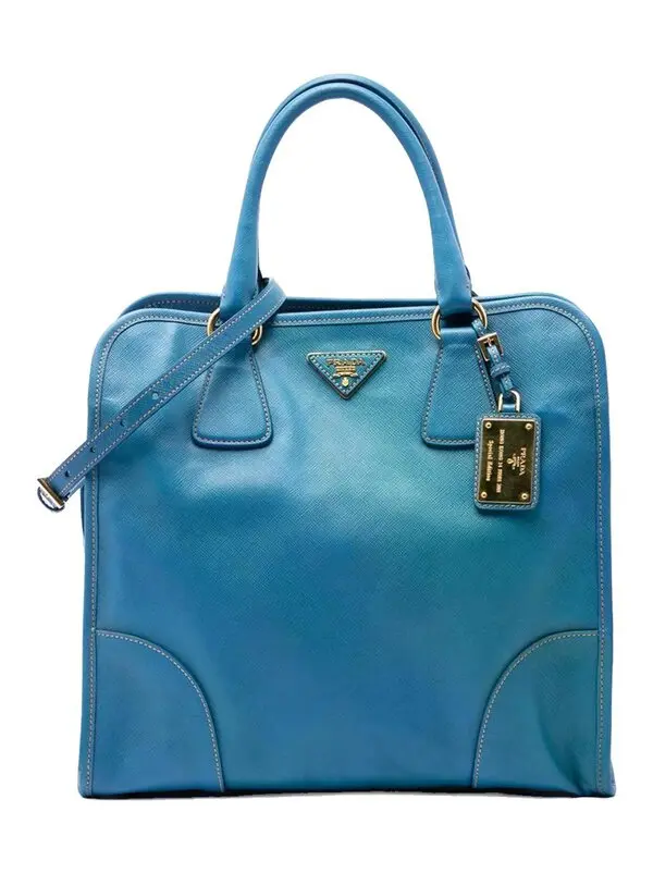 Prada 2010-2026 Saffiano Lux Shopping Tote Satchel - Blue
