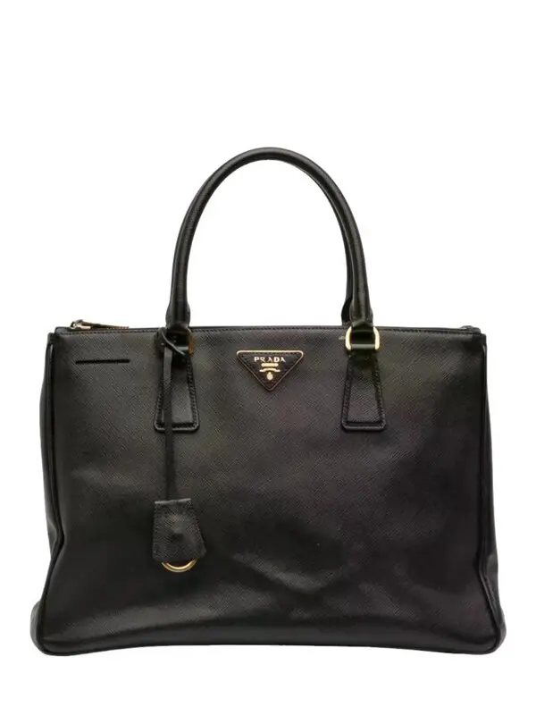Prada Saffiano Lux Galleria Double Zip Satchel - Black