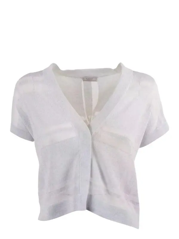 Peserico Metallic-effect V-neck Cardigan - White