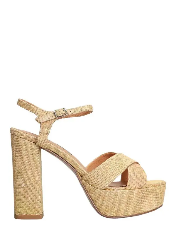 BIBI LOU Primrose Woven Platform Sandals - Neutrals