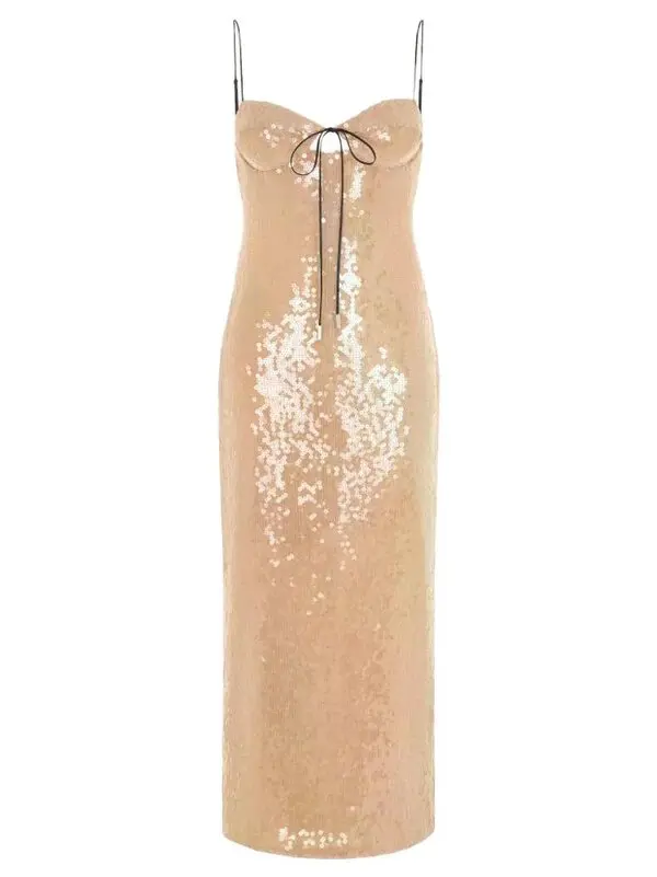16Arlington Sequin Sweetheart Neck Midi Dress - Neutrals