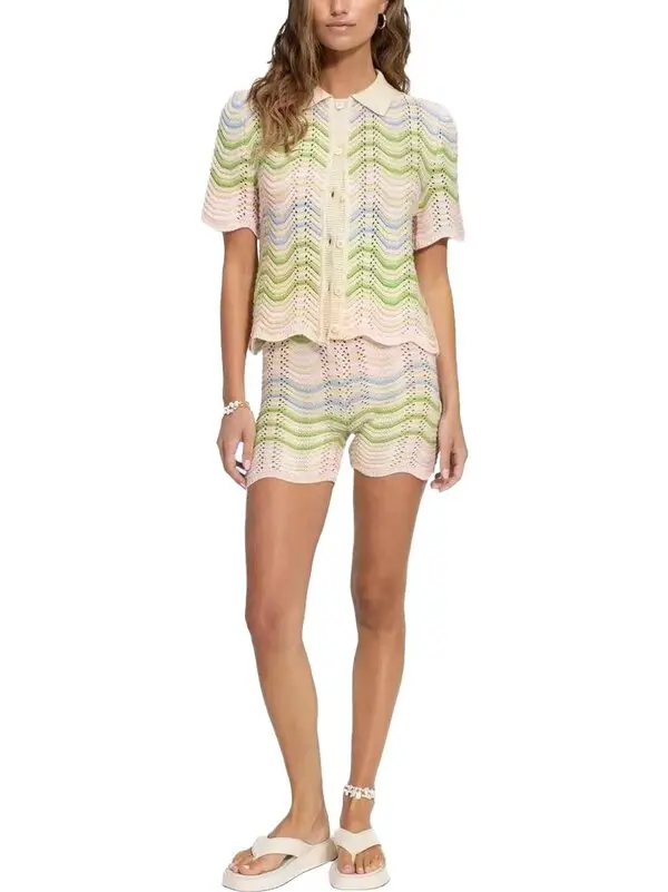 Agua Bendita Chevron-knit Short-sleeve Shirt - Multicolour