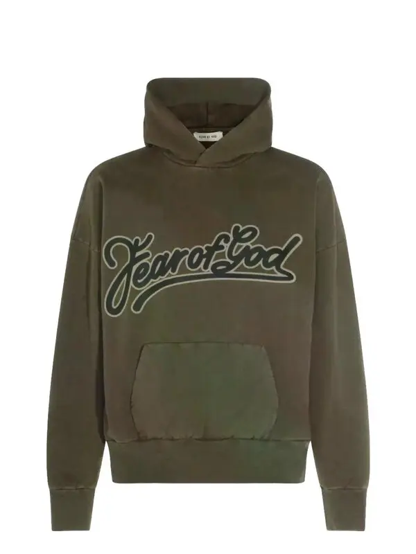 Fear Of God Logo Print Hoodie - Brown