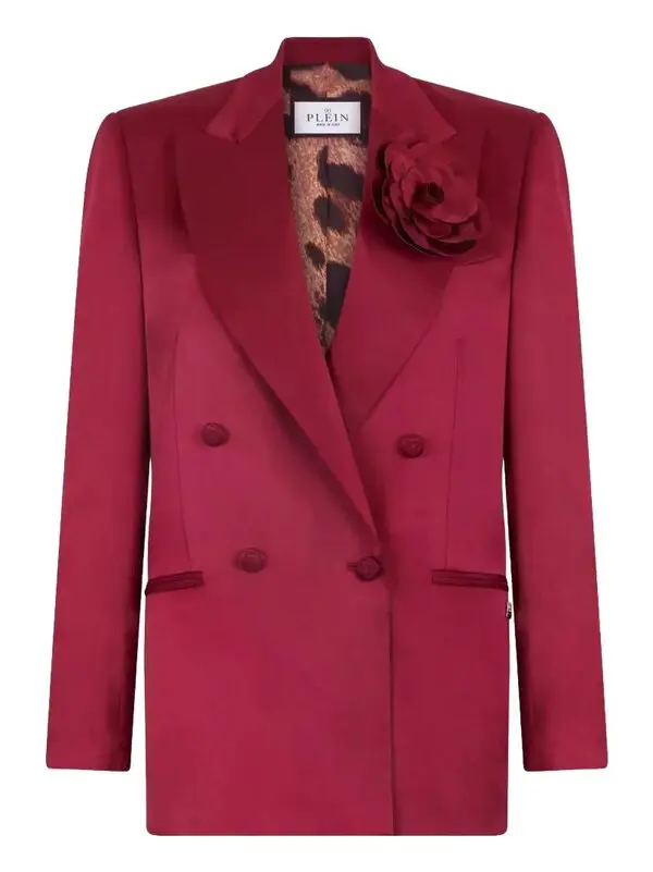 Philipp Plein Double-breasted Floral-appliqué Blazer - Red