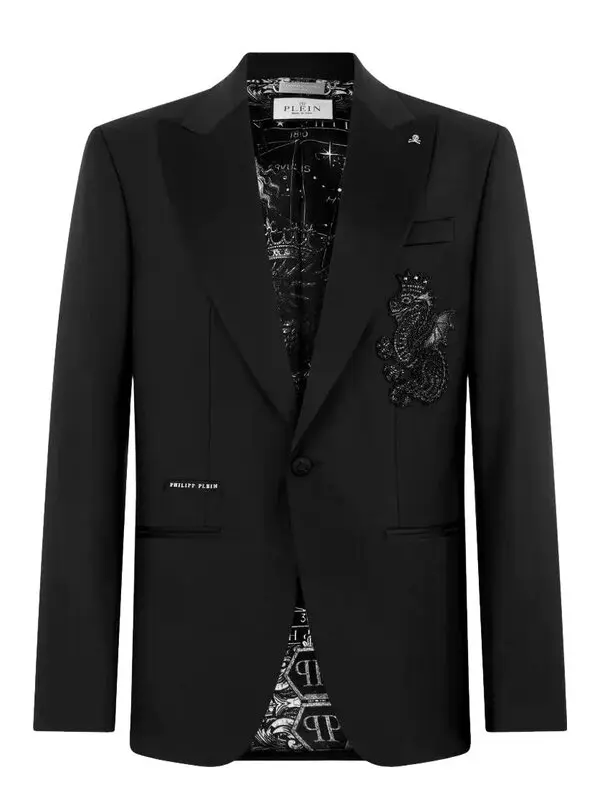 Philipp Plein Dragon Beaded Blazer - Black