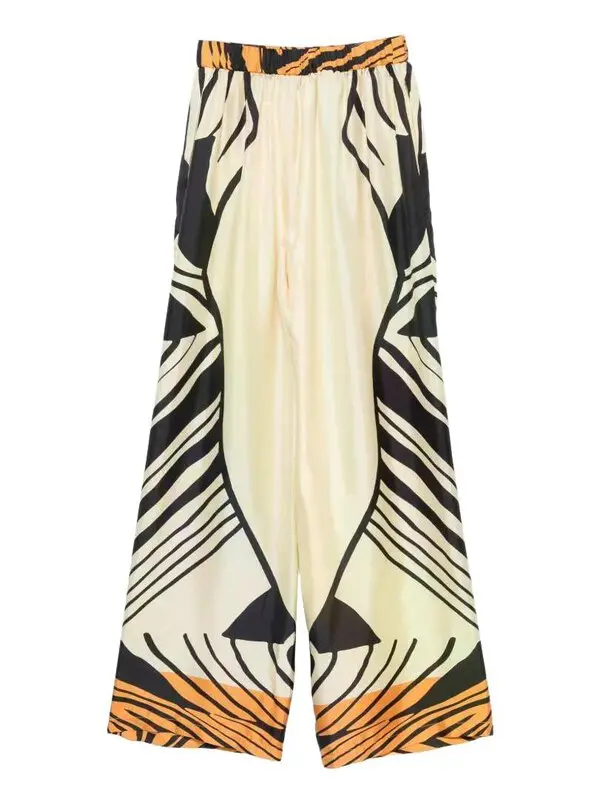 Raquel Diniz Sofia Graphic-print Wide-leg Trousers - Neutrals