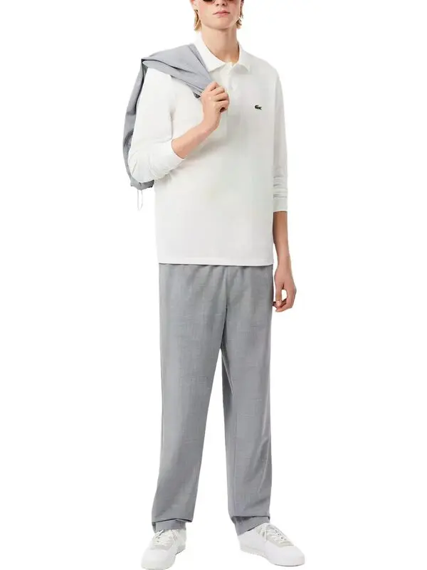 Lacoste Elasticated-waistband Logo-patch Trousers - Grey