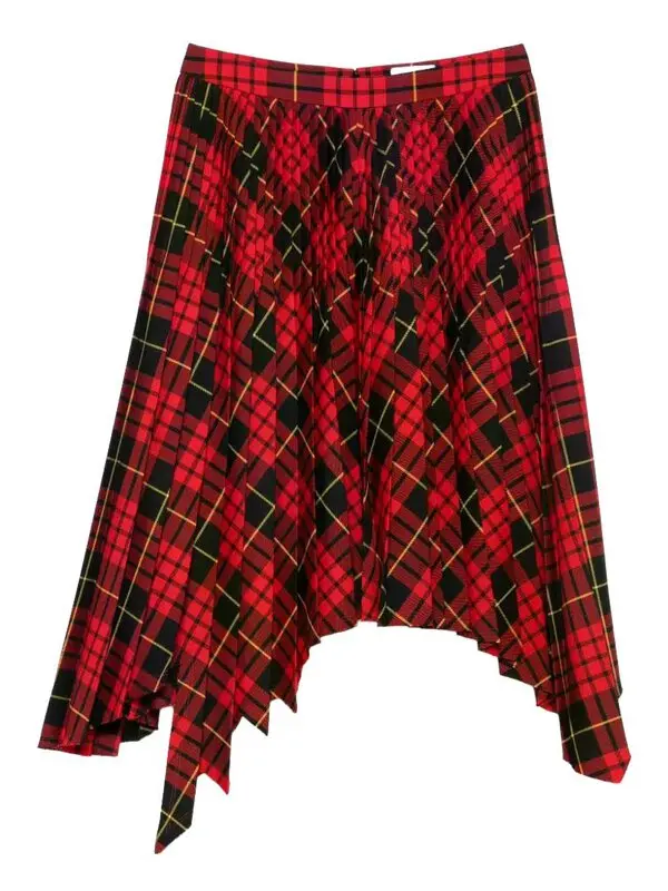 Alexander McQueen Check-pattern Asymmetric Skirt - Red