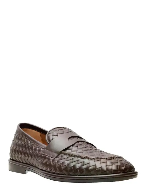 CHUCKIES Woven-effect Leather Loafers - Brown