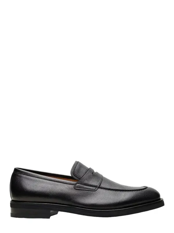FERRAGAMO Leather Penny Slot Loafers - Black