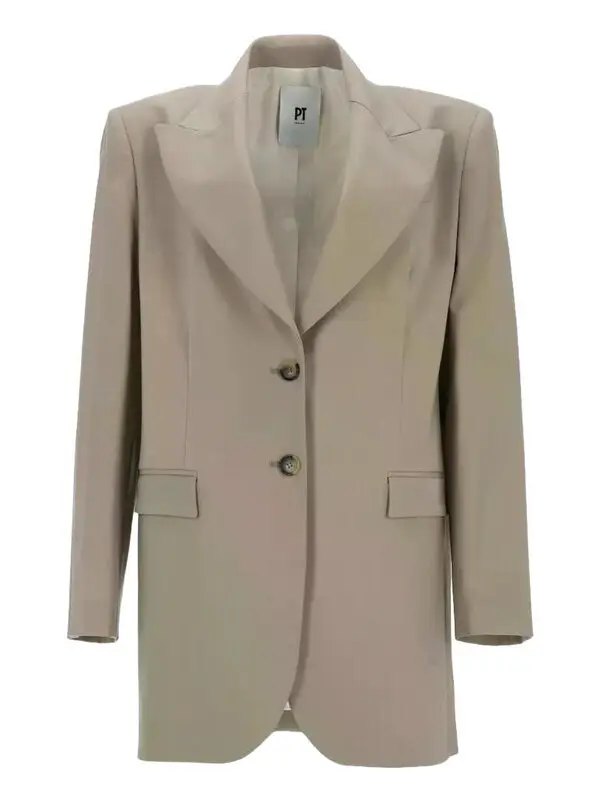 PT TORINO Victoria Peak-lapel Single-breasted Blazer - Neutrals