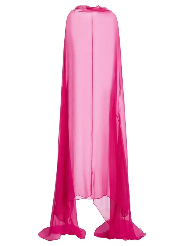 Dries Van Noten Cape-sleeve Silk Dress - Fuchsia