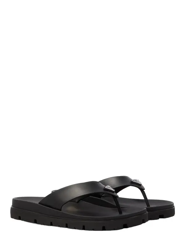 Prada Rubber Thong Sandals - Black